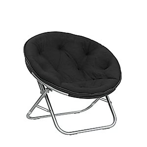 Urban Shop Faux Fur Saucer Chair, One Size, Black
