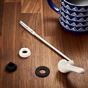 Qualihome White Toilet Tank Flush Lever Handle, Universal Front Mount with Nut Lock, Fits Most Toilets