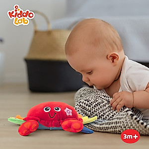 KiddoLab Musical Plush Crab Toy for 3+ Month Old Babies with Nursery Rhymes, Sounds and Sensor Button for Tummy Time and Early Development