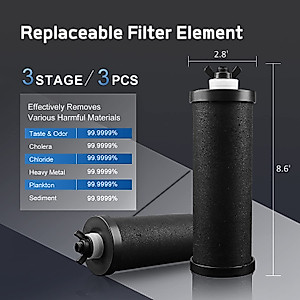 High Capacity Gravity-Fed Water Filter System with 3 Purification Filters for Home Camping Travel Outdoor Activities Emergencies,2.9 Gallon Countertop Water Filter System (B)