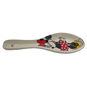 Jerry Leigh Winking Minnie Mouse Ceramic Spoon Rest, Collectible Disney Themed Kitchen Decor Accessories, Fun Utensil Holders for Cooking and Baking, Black, White, Red, Yellow, 9 inches