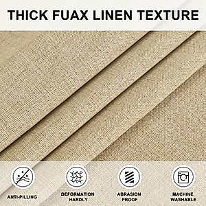 Hiasan Round Linen Tablecloth 60 Inch - Table Cloth Round Tablecloth Wrinkle and Stain Resistant Washable Polyester Fabric for Dining Room Kitchen Party, Beige
