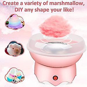 Cotton Candy Machine for Kids,Candy Floss Maker,Portable Cotton Candy Maker,DIY Marshmallow Machine with Large Splash-Proof Plate for Home Birthday Family Party Cinema (Pink)