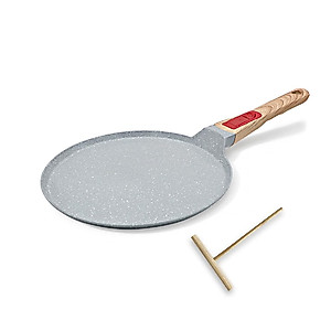 RANXINGST Nonstick Ceramic Crepe Pan, 8 Inch Dosa Pan Pancake Pan with Detachable Handle Round Griddle - Blue