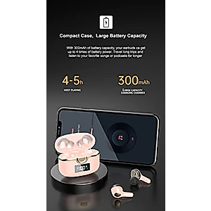 Acuvar in-Ear Wireless Bluetooth 5 Headphones, Earbuds IPX5 Waterproof with Microphone Rechargeable USB C Case for Smartphones Android iOS (Pink)