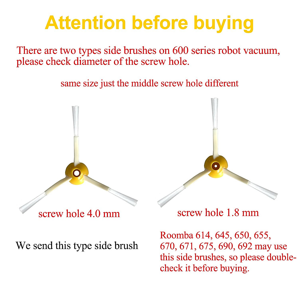 Replacement Brushes Parts Compatible with iRobot Roomba 600 & 700 Series 614 630 635 640 645 650 660 675 680 690 695 760 770 780 Robot Vacuum Cleaner, 2 Sets Bristle & Beater Brush + 2 Side Brush