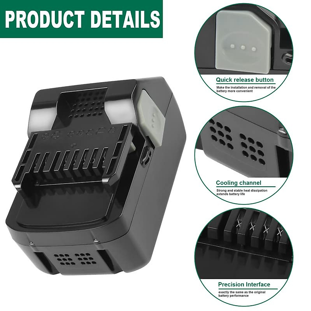 Fancy Buying [2 Pack] 6000mAh 18V Replacement Battery Compatible with Hitachi BSL1815X BSL1830C BSL1815S BSL1830 339782 330139 330557 Lithium-Ion Slide Style Battery