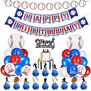 BANBALLON 53 PCS Baseball Party Decorations Baseball Party Supplies Including Happy Birthday Banner Balloons and Baseball cake toppers for Sports Theme Birthday Party and Baseball Theme Party Decor