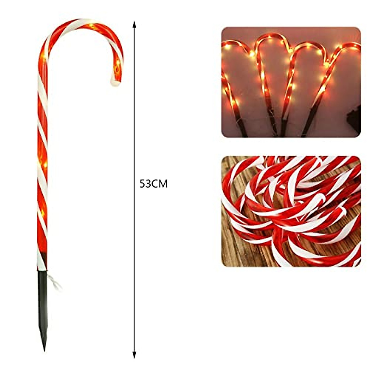 Christmas Candy Cane Lights,LED Christmas Candy Cane Lights， Fairy Landscape Lighting Outdoor Garden Pathway Yard Lawn， Lamp Home New Year Xmas Decoration 10pcs