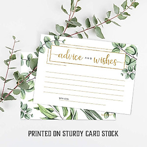 Set of 50 Advice and Wishes Cards - Double Sided Greenery Cards, Perfect for the Bride and Groom, Baby Shower, Bridal Shower, Wedding Shower, Graduation Party, Retirement Party, Anniversary