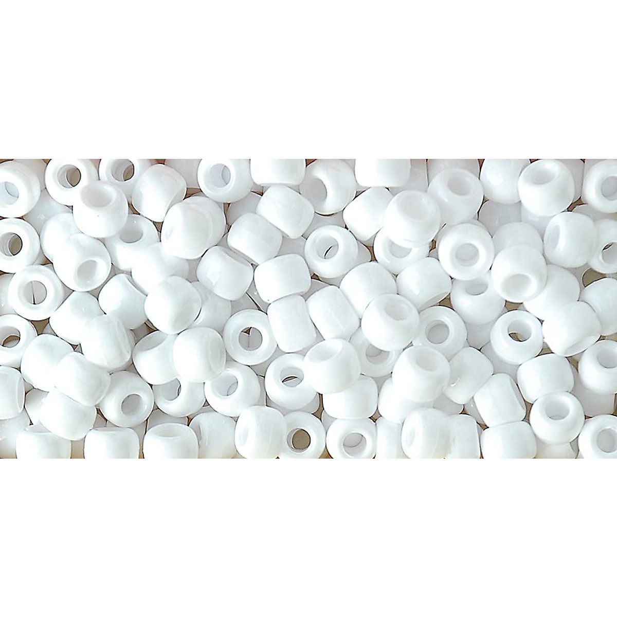 The Beadery 6 by 9mm Barrel Pony Bead, White, 900-Pieces