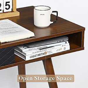 GAOMON Modern Home Office Writing Desk, 42 Inch Computer Table Desk with Drawers, Simple Mid Century Modern Desk, Walnut