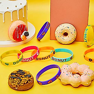 30 Pieces Donuts Silicone Wristbands Bracelets Donut Party Bracelets for Sweet Donuts Theme Party Birthday Decoration Party Favors for Teens