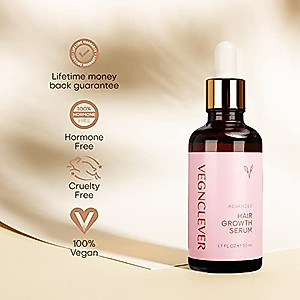 Vegnclever Hair Growth Serum - 100% Vegan Intensive Hair Gro Serum - Natural Hair Loss and Regrowth Treatment for Women & Men, Hair Thickening Products for Fuller-looking, Thicker and Healthier Hair, 50ML