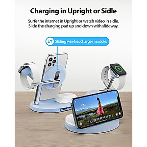 Wireless Charging Station, Wireless Charger Stand, Fast Wireless Charging Dock for iPhone 15/14/13/12/11/Pro/X/Max/XS/XR/8/Plus, for Apple Watch7/6/5/4/3/2/SE, for Airpods 3/2/Pro(Purple)