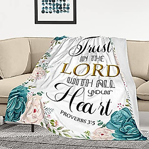 Christian Gifts for Women Inspirational Religious Blanket Bible Verse Scripture Prayer Throw Blanket Soft Flannel Healing Blanket 50"X40"