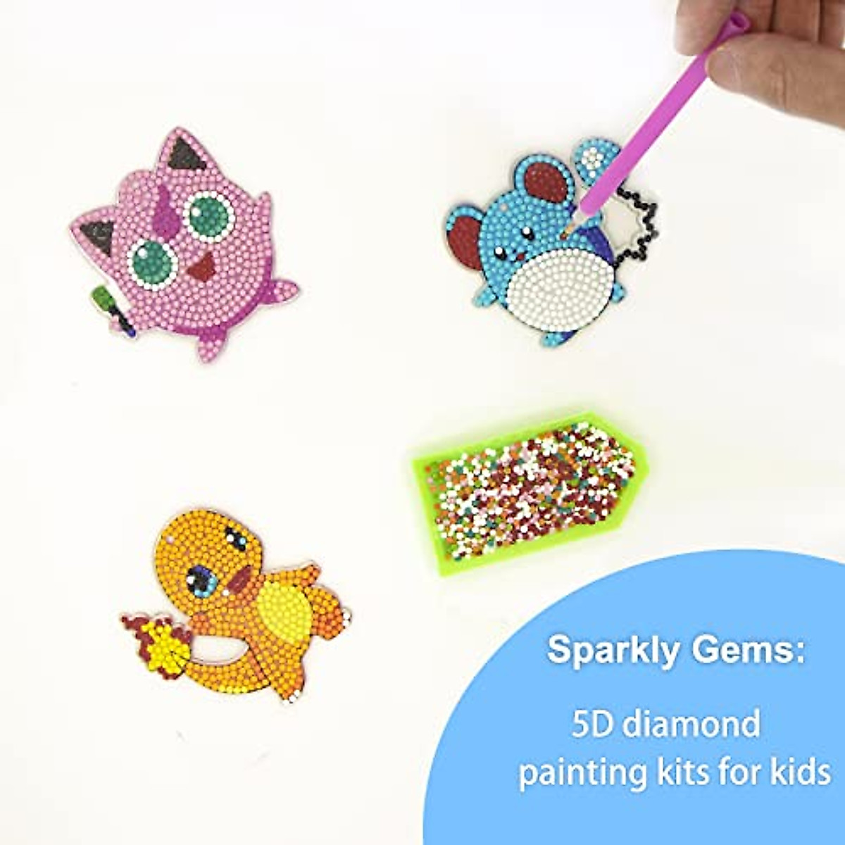 Arts and Crafts for Kids Ages 8-12 - Big 5D Diamond Painting Kits for Beginners - Make Your Own GEM Keychains by Numbers DIY Art & Craft Supplies Creativity Gifts for Girls Boys Ages 3-5 4-6 6-8 10-12