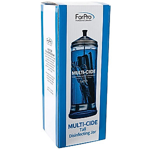 ForPro Multi-Cide Tall Glass Jar, for All Hairstyling Tools Including Brushes, Combs & Shears, 37 oz