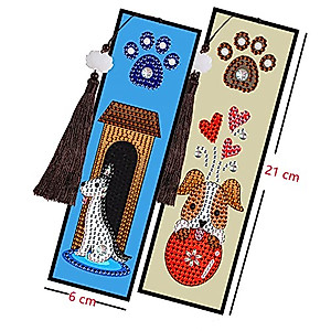 Love Heart Dog Bookmark Diamond Painting - pigpigboss 2 Sets Diamond Painting Bookmark with Tassel Cute House Dog Diamond Painting Bookmark for Adult Kid Graduation Gift (SQ81)