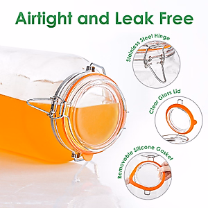 Wide Mouth Glass Mason Jar with Glass Flip Lid and Silicone Seal, 1.5 Gallon Glass Jar with Handle, Big Pickle Jars with Capacity Mark, Large Glass Jar with Lid for Kitchen Food Storage(1 Pack)