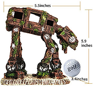 Fish Tank Decorations, Multi Design Optional, Resin Aquarium Ornament, Creative Betta Fish Hide Cave for Aquarium Decorations, Wine Barrel，Robot Dog, Wood House, Castle, HobbitOr More