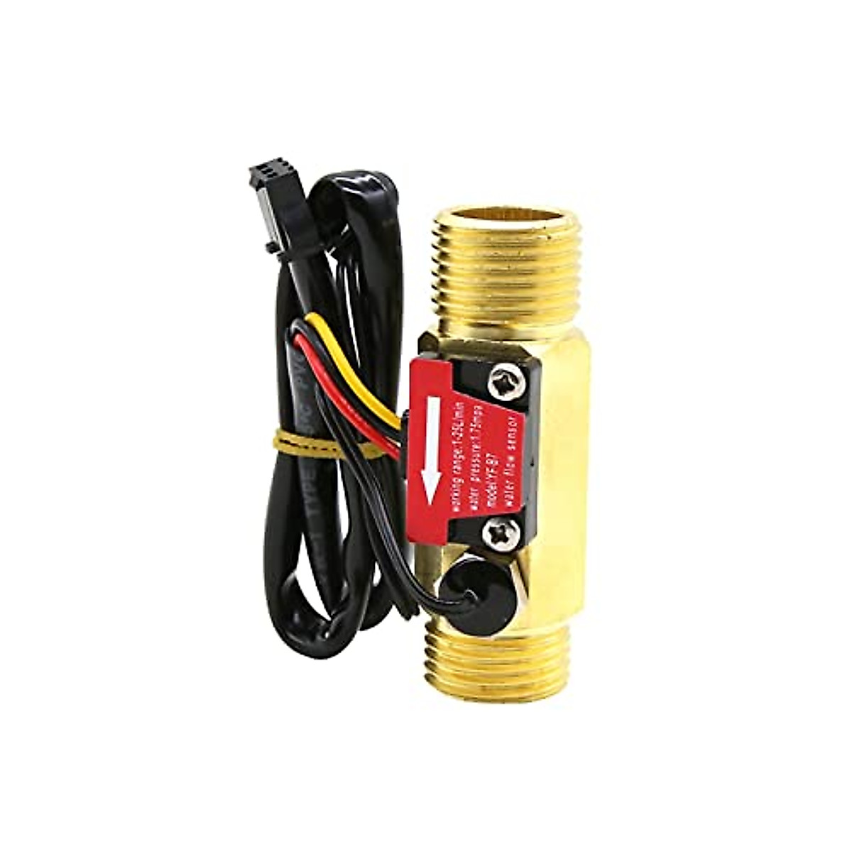 MANGAO 1/2" 3/4" Water Flow Sensor Brass External Thread1.75MPa Sensor Pulse Turbine Flowmeter DC5~18V with Temperature Detection (Size : 3/4")