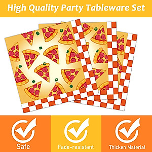 Pizza Party Supplies Tableware Set for 24 Guests Pizza Birthday Party Paper Plates Napkins Decorations for Kids Boys Girls Baby Shower