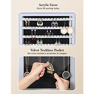 Nicetree 360° Swivel Jewelry Cabinet with Lights, Touch Screen Vanity Mirror, Rotatable Full Length Mirror with Jewelry Storage, Standing Jewelry Armoire Organizer, Foldable Makeup Shelf,Gray