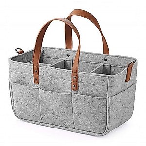 Baby Diaper Caddy Organizer, Portable Nappies Organizer Nursery Storage Basket, Diaper Bag Tote with Changeable Compartments, Baby Storage Basket for Car Travel, Diaper Storage Bin (S)