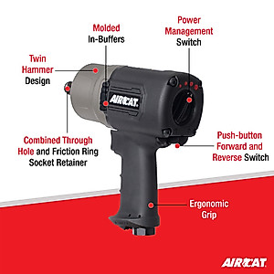 AIRCAT Pneumatic Tools 1770-XL 3/4 Inch Composite Impact Wrench 1600 ft-lbs