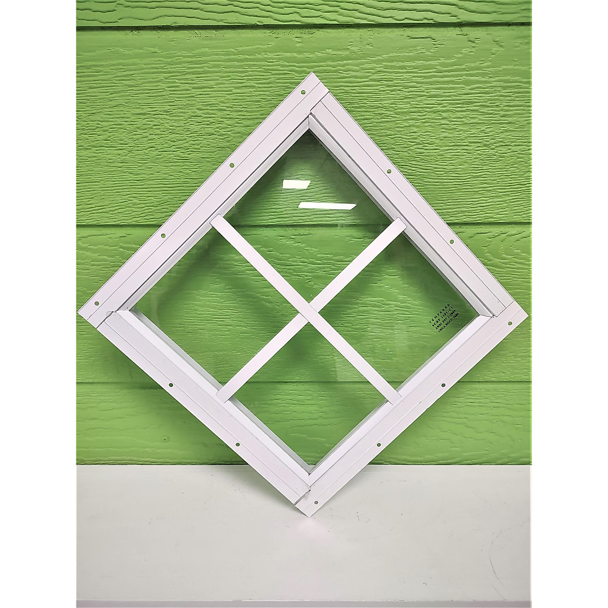 12x12 White Shed Window, Flush Mount, 4x4 Grid, Great for Playhouses, Barns, and Sheds.
