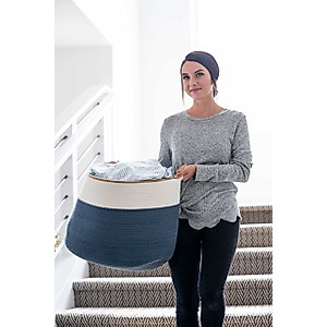 Little Hippo Baskets XXXL Large Cotton Rope Basket 22"x22"x14" Storage Woven Blanket Organizer for Living Room Organizing, Baby Gift, Kids Toy Storage