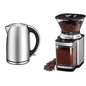 Cuisinart JK-17P1 Cordless-Electric-Kettle, 1.7-Liter, Stainless Steel & DBM-8 Supreme Grind Automatic Burr Mill
