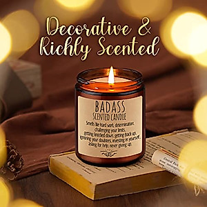 LEADO Badass Candle - Congratulations Gifts for Women, Men, Boss Lady Gifts, Proud of You, New Job, Promotion Gift - Funny Birthday, Graduation, Mothers Day, Inspirational Gifts, Mental Health Gifts