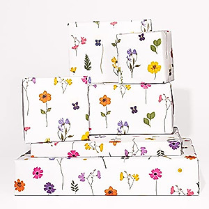 CENTRAL 23 - Floral Wrapping Paper - White Gift Wrap - For Women Girls - Pink Flowers - 6 GiftWrap Sheets For Her - For Wedding Birthday Easter Decorations - Recyclable - Made in the UK