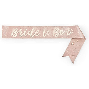 HAPPYLAND Bachelorette Party Decorations Bride To Be Sash Rose Gold Glitter with Gold Foil Letter Bridal Shower Decorations. Wedding Engagement Party Favors Gift Hen Party supplies.