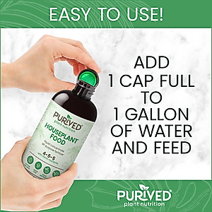 Purived 16oz All-Purpose Liquid Plant Fertilizer - Makes 50 Gallons, for Indoor Houseplants, All-Natural, Groundwater Safe, Made in USA