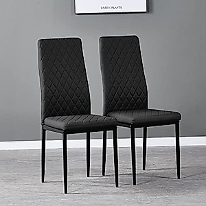 Lecut Modern Dining Chairs Set of 6 with PU Leather Seat and Metal Legs Mid Century Kitchen Dining Room Chairs with High Back for Restaurant and Living Room (Black)