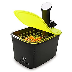 EVERIE Versatile 12-Quart Sous Vide Container with Built-in Rack and Collapsible Silicone Lid and Container Sleeve Compatible with All Sous Vide Cookers, KIT-1202-TYGJ