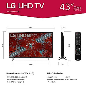 LG 43-Inch Class UQ9000 Series Alexa Built-in 4K Smart TV (3840 x 2160), 60Hz Refresh Rate, AI-Powered 4K, Cloud Gaming (43UQ9000PUD, 2022)