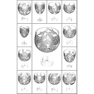 IncisoArt Hand Etched Italian Crystal Goblet Sandblasted (Sand Carved) Handmade Wine Water Glass Engraved (Mermaid Dolphins, 500 Milliliter (17 Ounce) Red Wine)