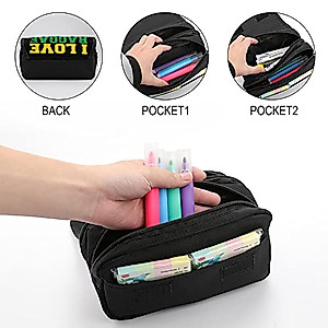 I Love Raggaeton Music Large Capacity Pencil Case Multi-Slot Pencil Bag Portable Pen Storage Pouch with Zipper