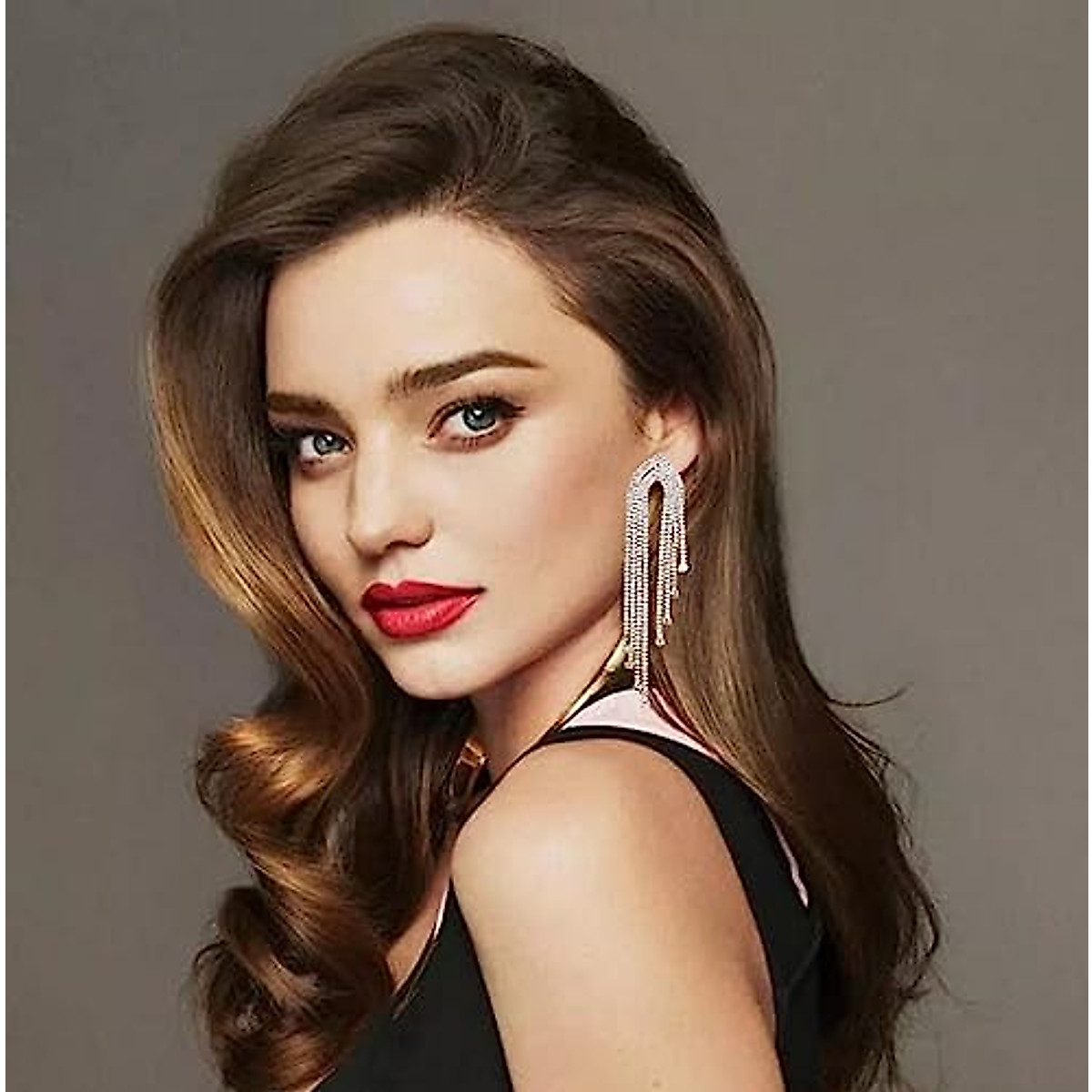 Rhinestone Tassel Earrings Dangling for Women Gold Hypoallergenic Long Tassel Drop Dangle Earrings for Wedding Prom