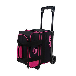 ELITE Basic Single 1 Ball Roller Bowling Bag with Rolling Wheels Holds Bowling Shoes up to US Size 10.5 Mens (Pink)