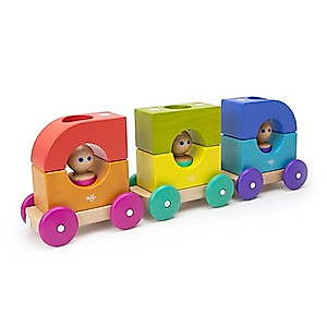 12 Piece Tegu Magnetic Tram Building Block Set, Rainbow