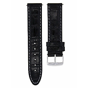Ewatchparts 18MM GENUINE LEATHER WATCH BAND STRAP COMPATIBLE WITH IWC PILOT PORTUGUESE TOP GUN BLACK WS