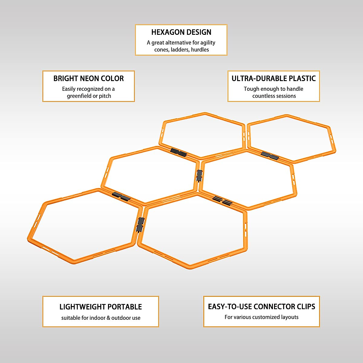 Outroad Speed Agility Training Ladder 6 Rings Set, Agility Footwork Training and Speed Hurdles Ladder, Fitness Equipment Sport Workout Home Gym,Orange