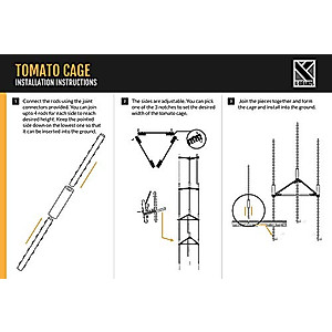 K-Brands Tomato Cage - Premium Tomatoes Plant Stakes Support Cages Trellis for Garden and Pots (3 Pack - Extra Tall Upto 68 inches)