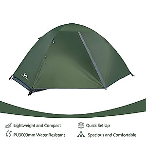 MC TOMOUNT Backpacking Tent 1 Person Waterproof Lightweight Double Layer Free-Standing Aluminum Pole for Outdoor Camping Hiking 4 Season