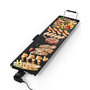 Large Electric griddle, 35" Teppanyaki Grill Extra Large Table Top Griddle, Portable BBQ Grill Electric, with Drip Pan and Adjustable Temperature for Party/Home/Camping Cooking